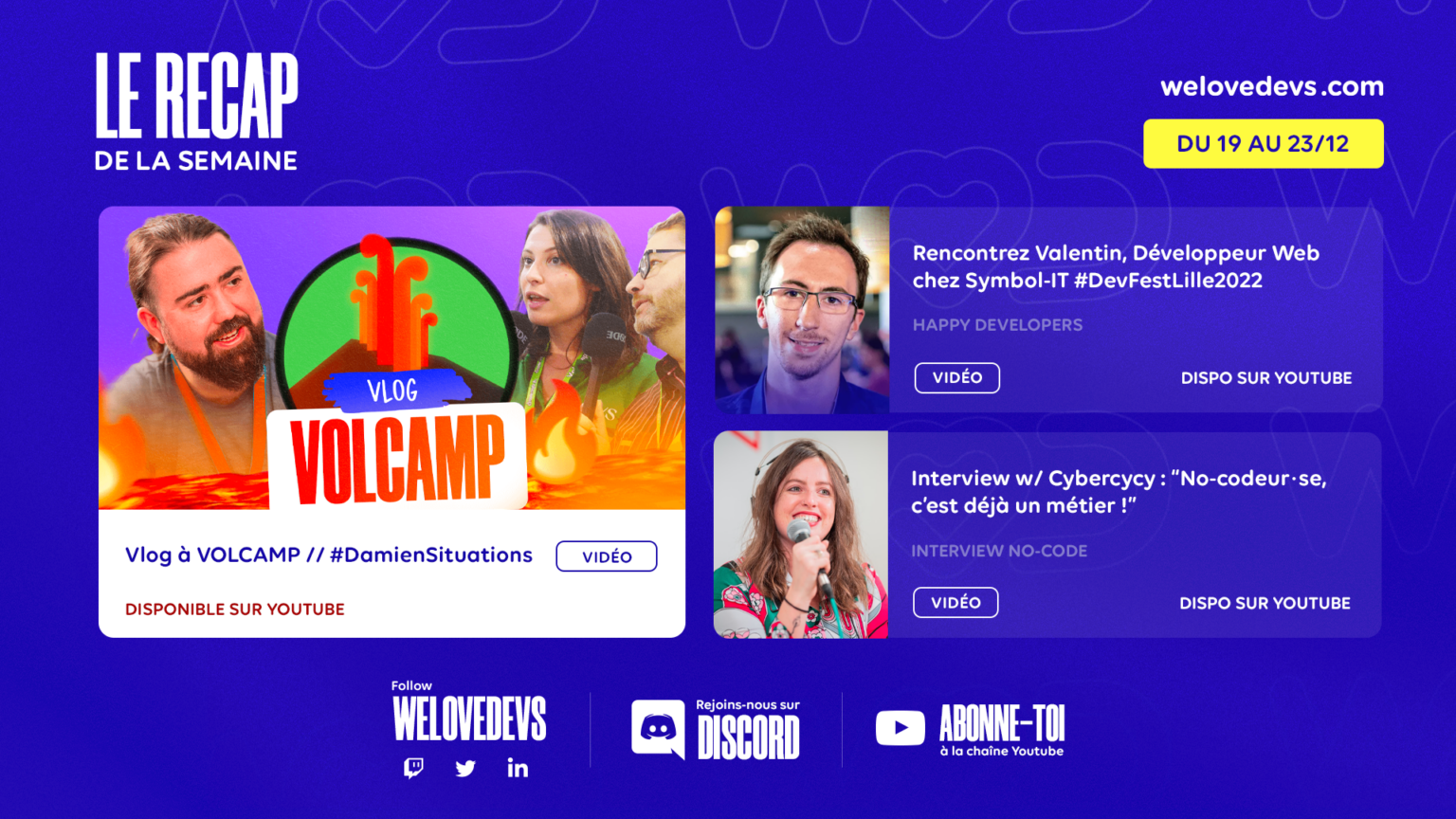 Vlog à Volcamp, interview No-Code avec Cybercycy et dev heureux au Devfest Lille - Le récap de ...